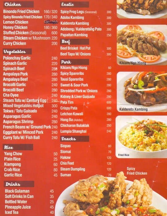 The Original Binondo Fried Chicken House Menu - Zomato Philippines