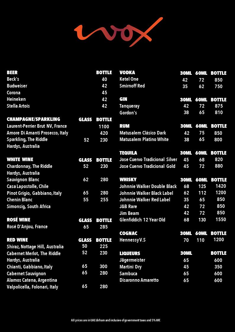 Menu of Wox - Hyatt Place Dubai Jumeirah, Al Hudaiba and Around, Dubai