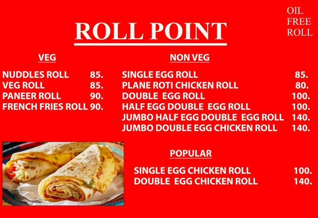 Menu of Roll Point, Akurdi, Pune