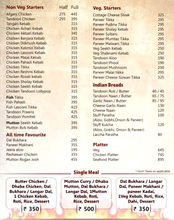Menu of Kebabri, Chakala, Mumbai