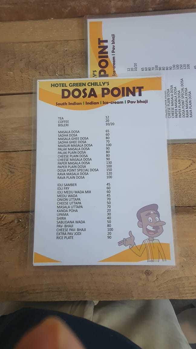 Menu of Dosa Point, Alandi, Pune