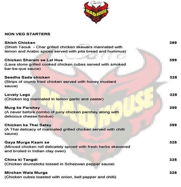 Menu at Caffe Mad House, Gurugram, Ground Floor