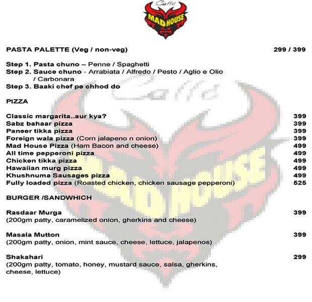 Menu at Caffe Mad House, Gurugram, Ground Floor