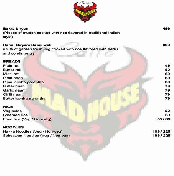 Menu at Caffe Mad House, Gurugram, Ground Floor