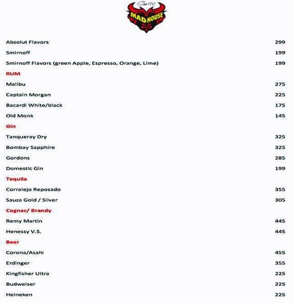 Menu at Caffe Mad House, Gurugram, Ground Floor