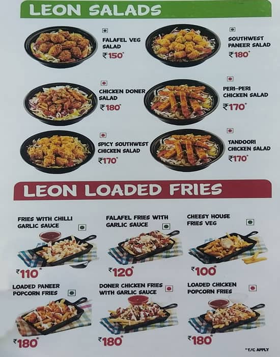 Menu at Leon's Burgers & Wings - Whitefield, Bengaluru, 205