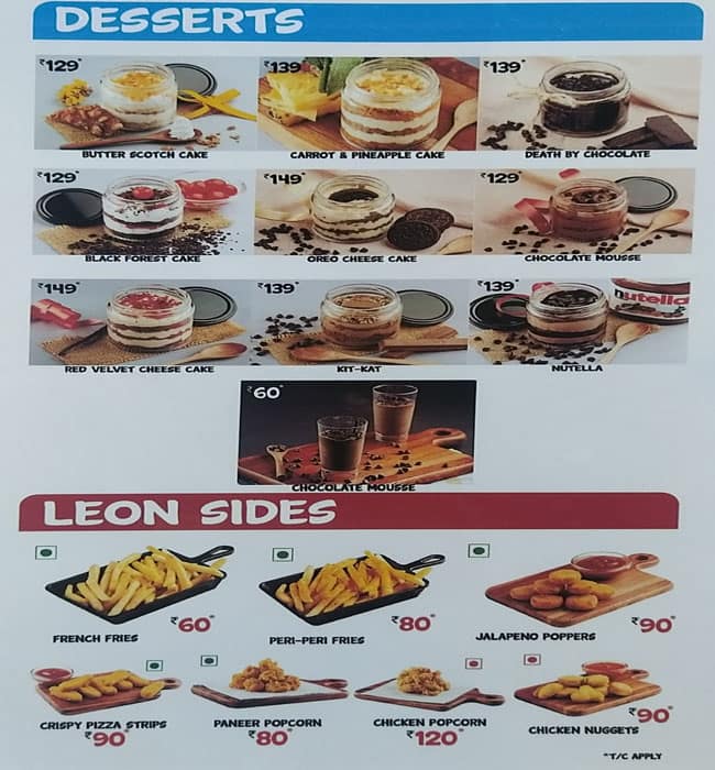 Menu at Leon's Burgers & Wings - Whitefield, Bengaluru, 205