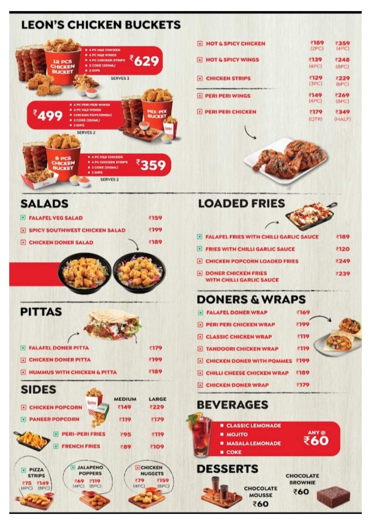 Menu of Leon's Burgers & Wings, Marathahalli, Bangalore
