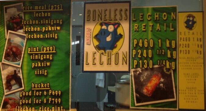 Menu at Angels Boneless Lechon restaurant, Antipolo