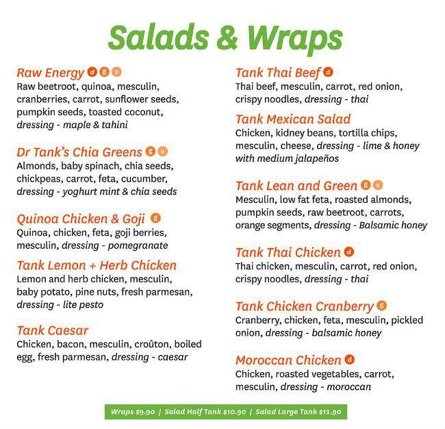 Tank Juice Bar Menu, Menu for Tank Juice Bar, Lower Hutt Central ...