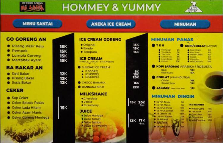 Menu at es krim goreng 'nu teteh', Bogor