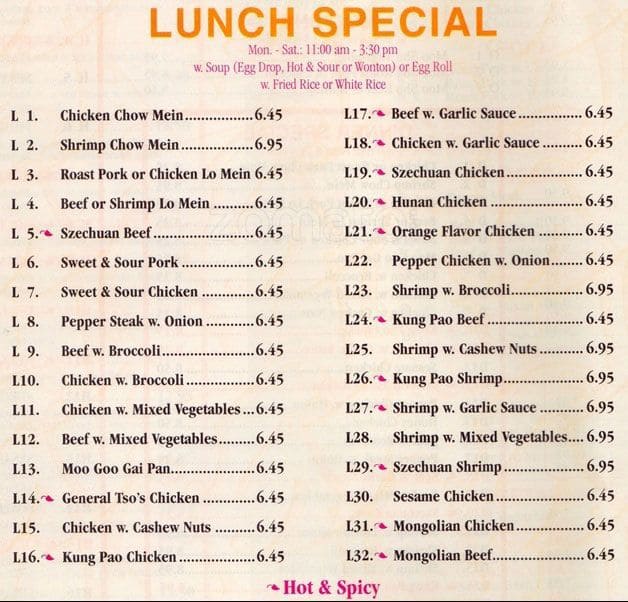 Menu at Golden China menu restaurant, Spring, I-45