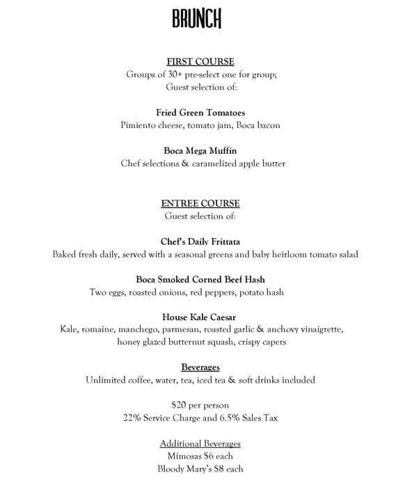 Menu at Boca pub & bar, Winter Park