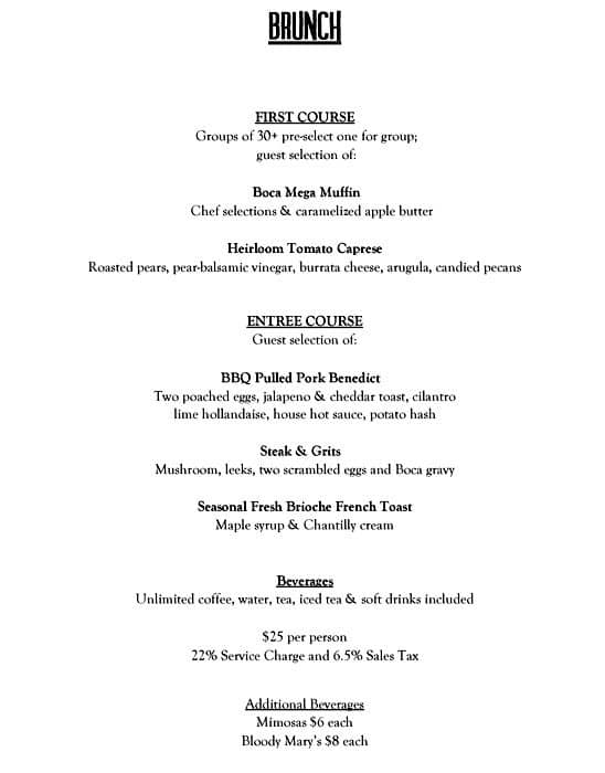 Menu at Boca pub & bar, Winter Park