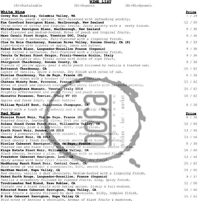 Menu at Boca pub & bar, Winter Park