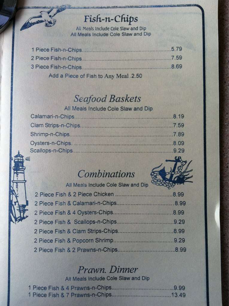 Menu at The Lighthouse restaurant, Redding