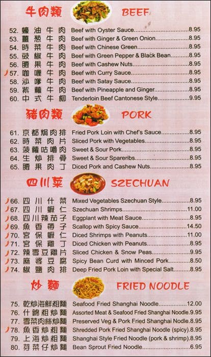 Menu at Tremendous restaurant, Mississauga