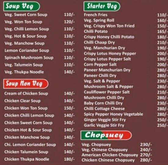 Menu at Lucky Kitchen, New Delhi