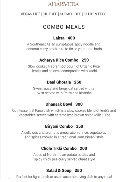 Menu at Beyond Vegan By Aharveda, Mumbai