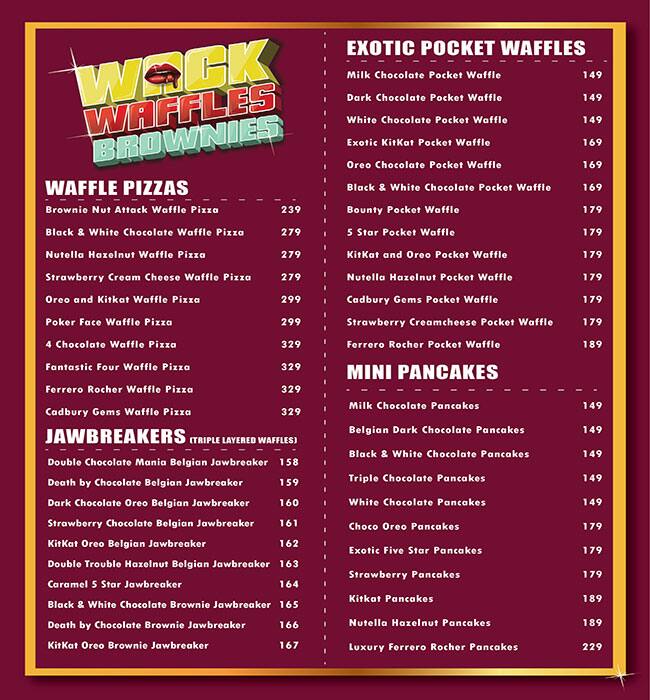 Menu of Wack Waffle & Brownies, Airoli, Navi Mumbai