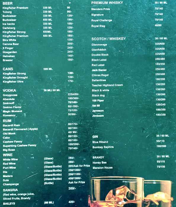 Menu at FISH DECK GOA, Arpora