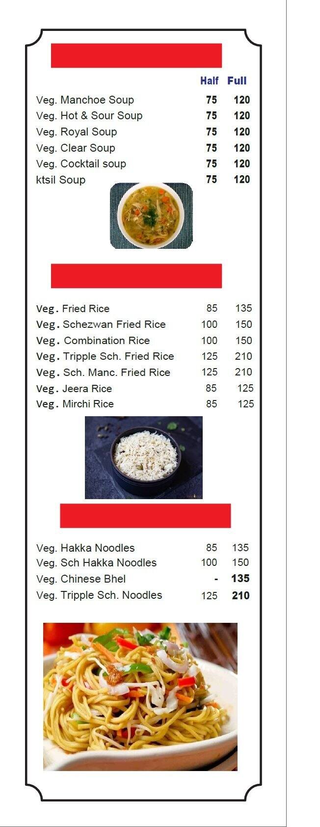 Menu of Liberty Lunch & Chinese, Mira Road, Mumbai