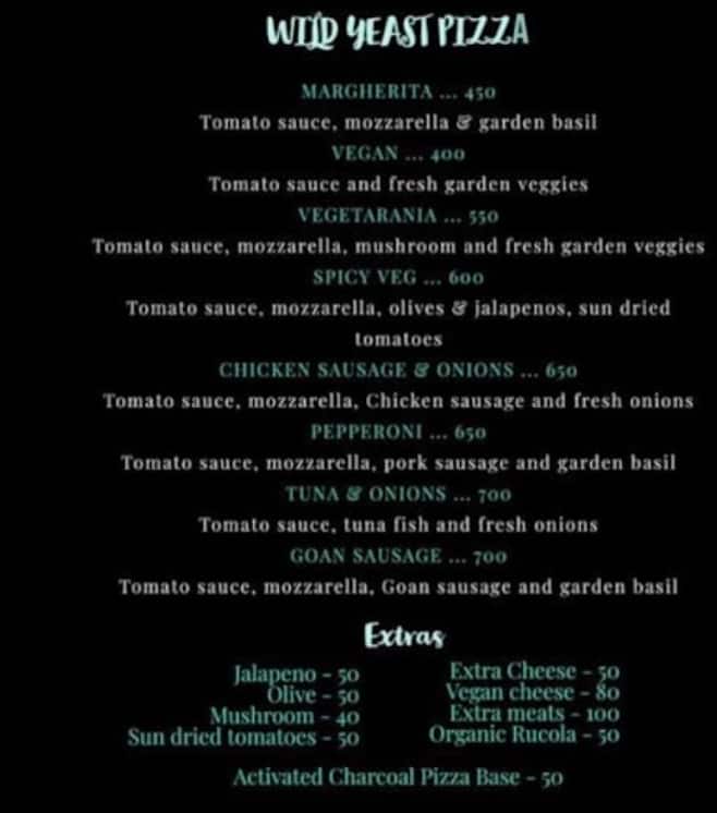 Menu of Flourpower Bakeria, Anjuna, Goa