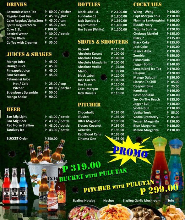 Menu at Foxhole Bar And Grill, Mandaluyong