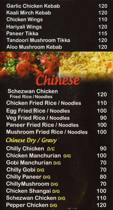 Menu at Big Bang Kebabs, Chennai, AJ 213