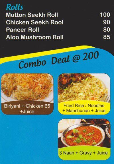 Menu at Big Bang Kebabs, Chennai, AJ 213