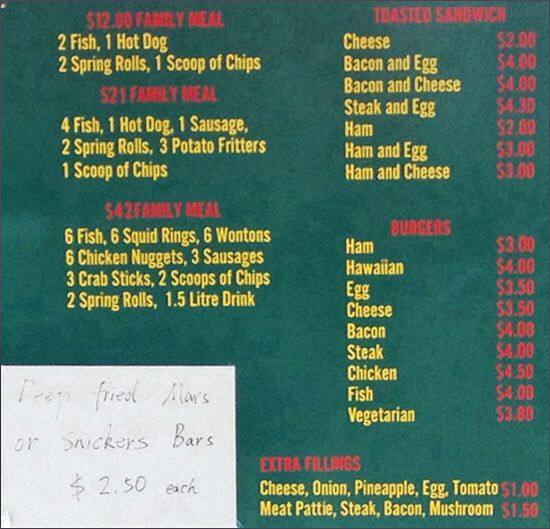 Menu at Fu Da Takeaway restaurant, Lower Hutt