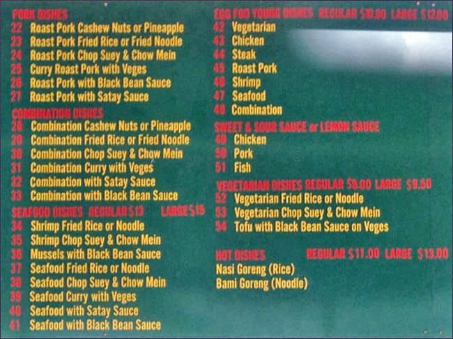Menu at Fu Da Takeaway restaurant, Lower Hutt