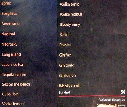 Speisekarte von Reef Cafè pub & Bar, Mailand