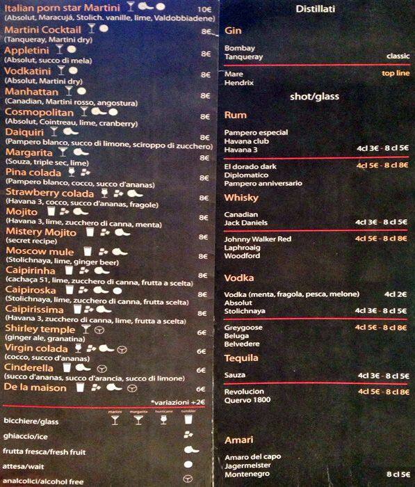 Speisekarte von Reef Cafè pub & Bar, Mailand