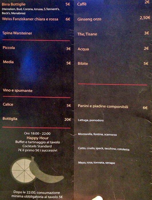 Speisekarte von Reef Cafè pub & Bar, Mailand