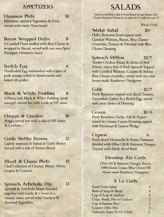 Menu at The Scotsman Bistro pub & bar, Mukilteo
