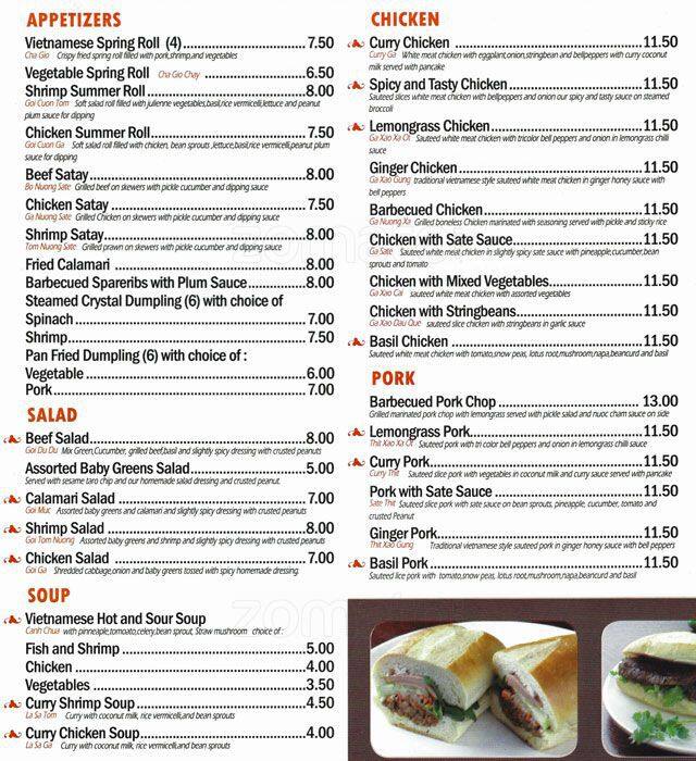 Menu at Asia Saigon restaurant, New York City