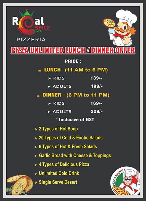 Menu at Real Spice Pizzeria, Ahmedabad, 1st Floor