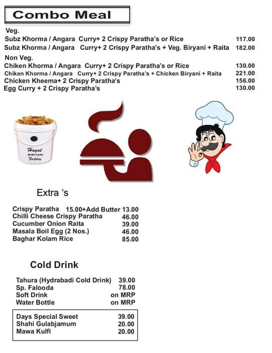 Menu at Hayat Biryani Factory, Pune, 43/1