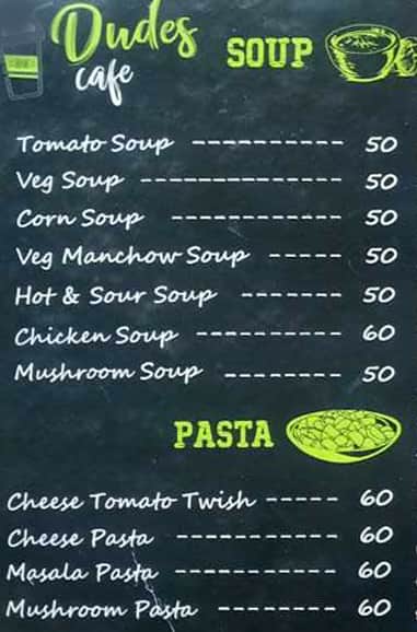 Menu of Dudes Cafe, Vadavalli, Coimbatore