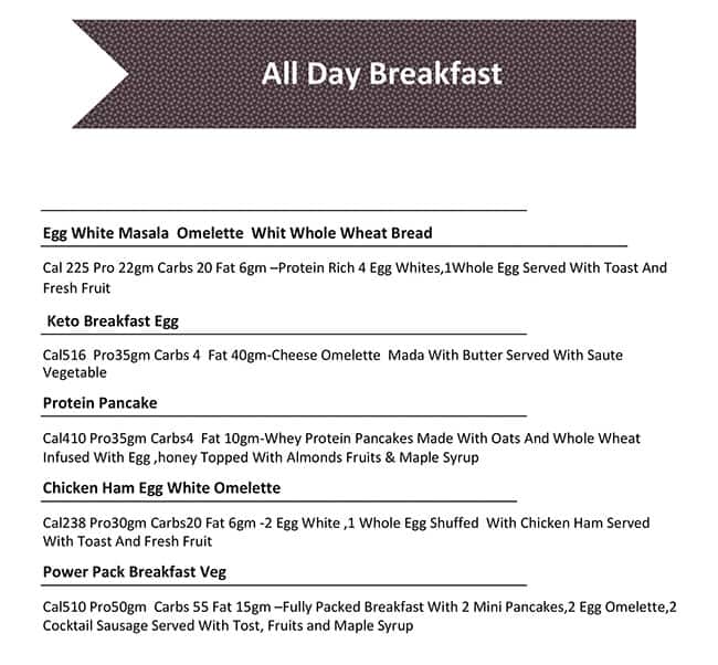 Menu of Fit Fuel Cafe, Paras Tierea, Noida