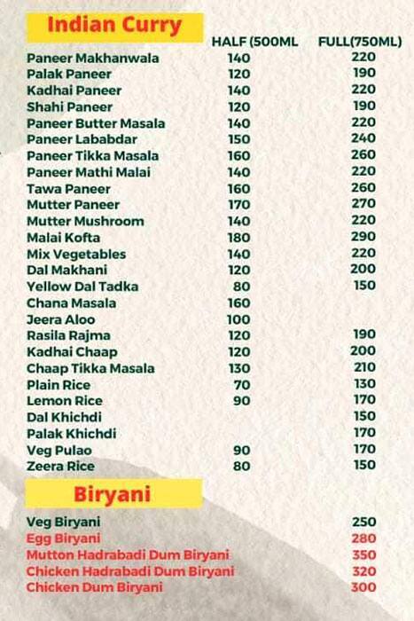 Menu of Curry Tandoori, Sector 12, Dwarka, New Delhi
