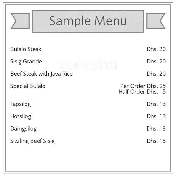 Menu at Batangas cafeteria, Abu Dhabi