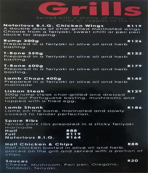 Menu at CAPELLO pub & bar, Midrand, Shop No. 42