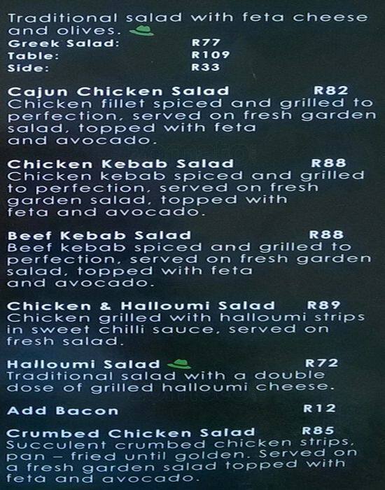 Speisekarte von CAPELLO pub & Bar, Midrand, Shop No. 42