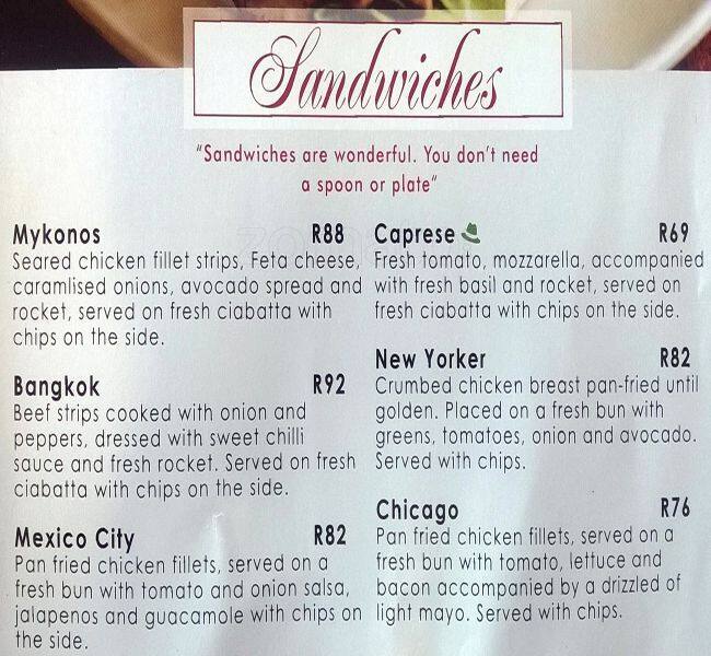 Speisekarte von CAPELLO pub & Bar, Midrand, Shop No. 42