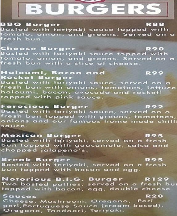 Speisekarte von CAPELLO pub & Bar, Midrand, Shop No. 42