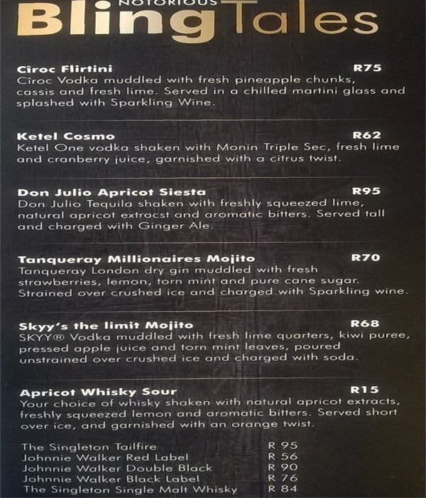 Menu at CAPELLO pub & bar, Midrand, Shop No. 42