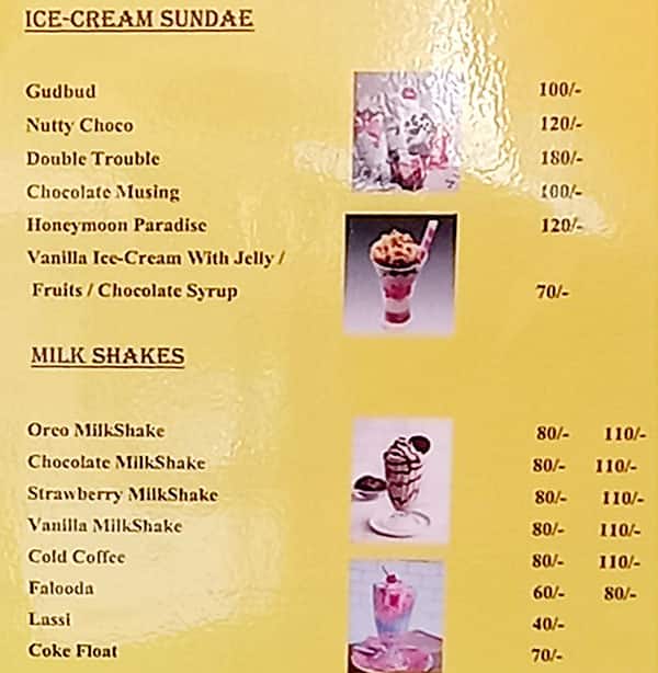 Menu of Amul, Mapusa, Goa