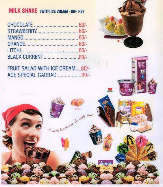 Menu at Amul, Majorda, Opposite Hari Mandir